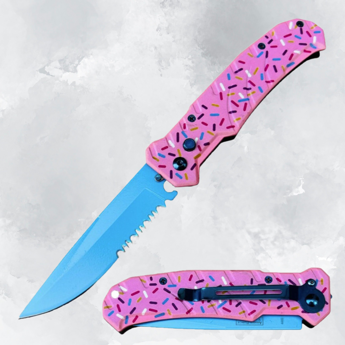 Pink Donut Sprinkles Auto Knife | EDC | Tactical | 420C – AnyTime Blades