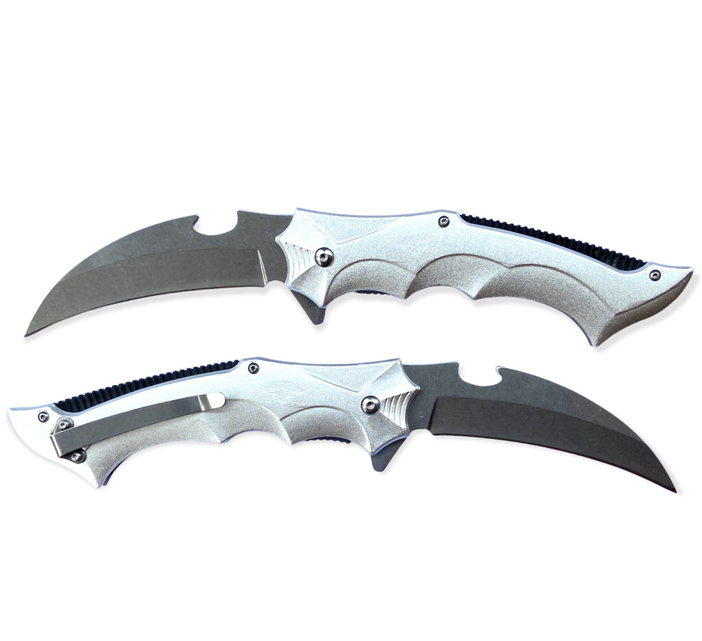 Tiger USA Assisted Opening Silver Karambit Knife – AnyTime Blades